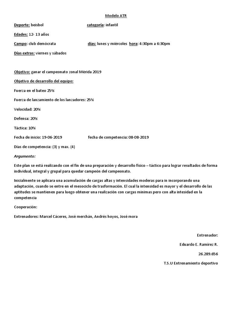Modelo ATR | PDF | Lanzador | Posiciones (deportes de equipo)