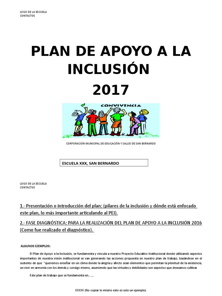 Plan de Apoyo para La Inclusión | PDF | Modificación de comportamiento ...