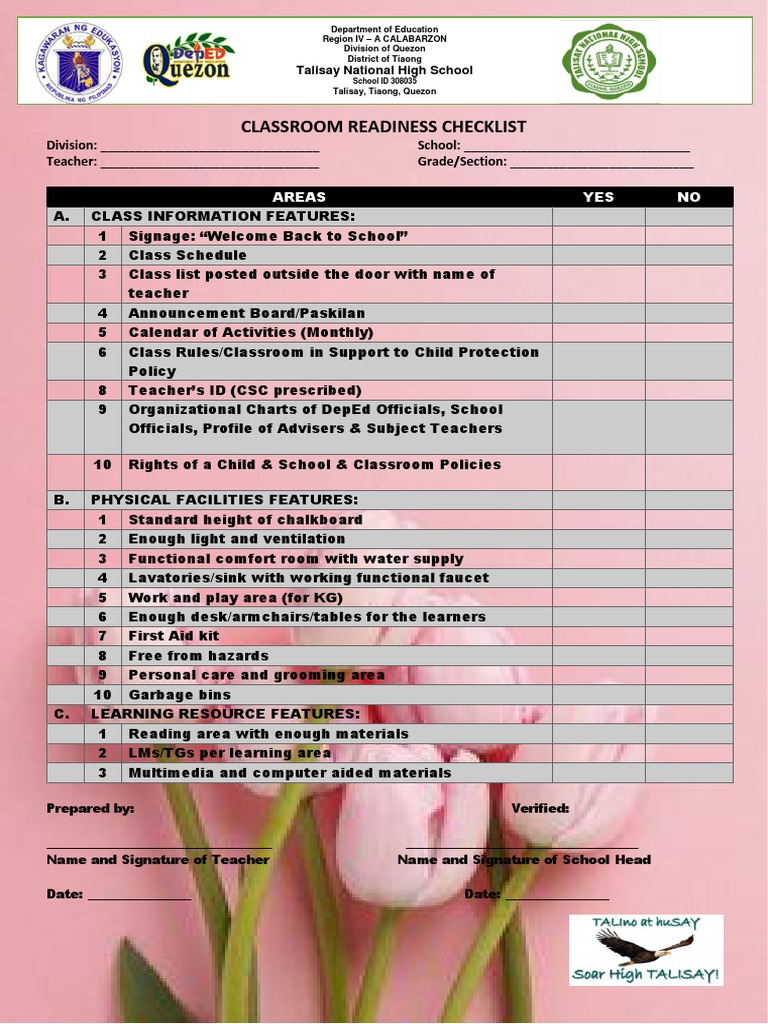 Classroom Readiness Checklist | PDF