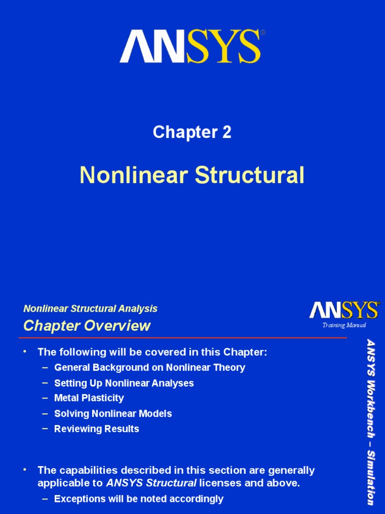 Nonlinear Structural Analysis ANSYS | PDF | Deformation (Engineering) | Yield (Engineering)