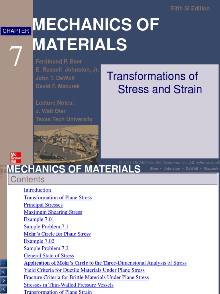 Mechanics of Materials: Transformations of Stress and Strain | PDF ...