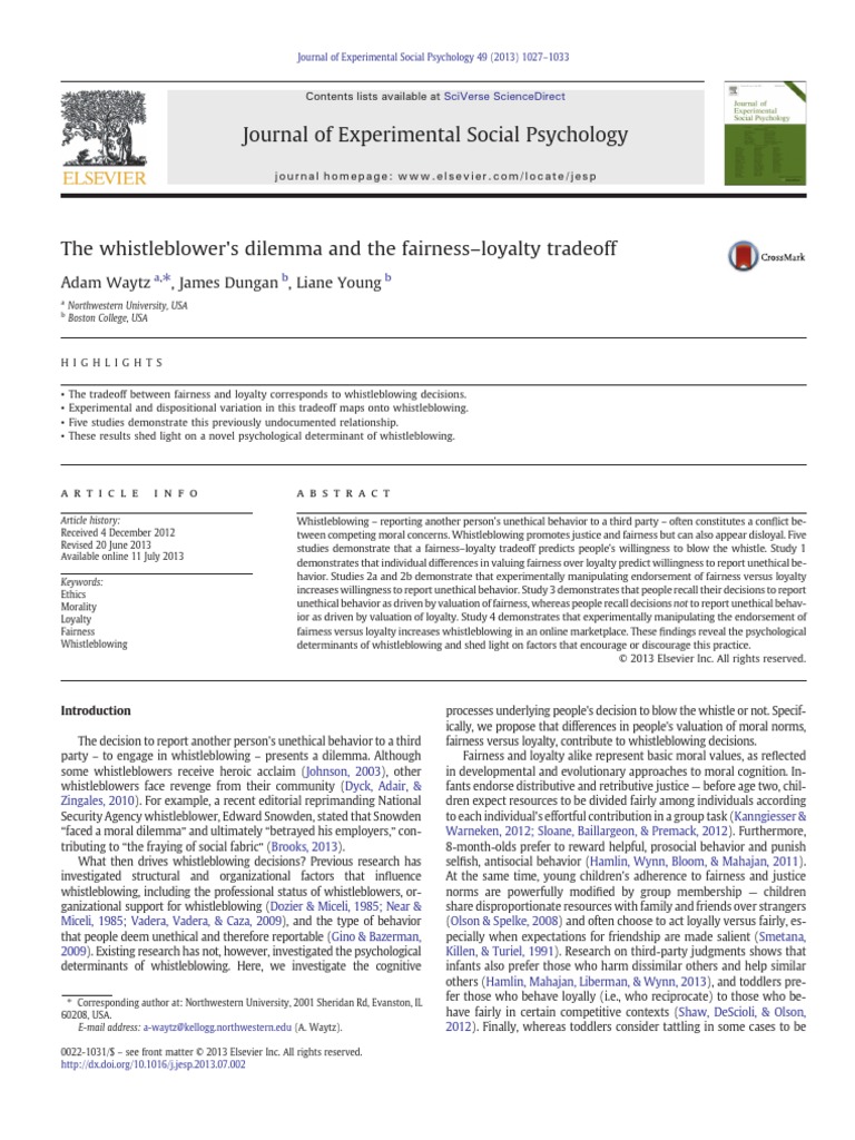 Journal of Experimental Social Psychology: Adam Waytz, James Dungan ...