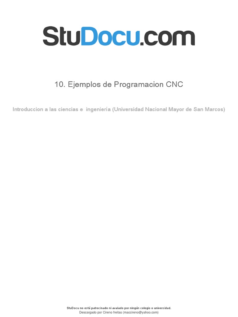 10 Ejemplos de Programacion CNC | PDF | Control numerico | Informática y tecnología de la ...