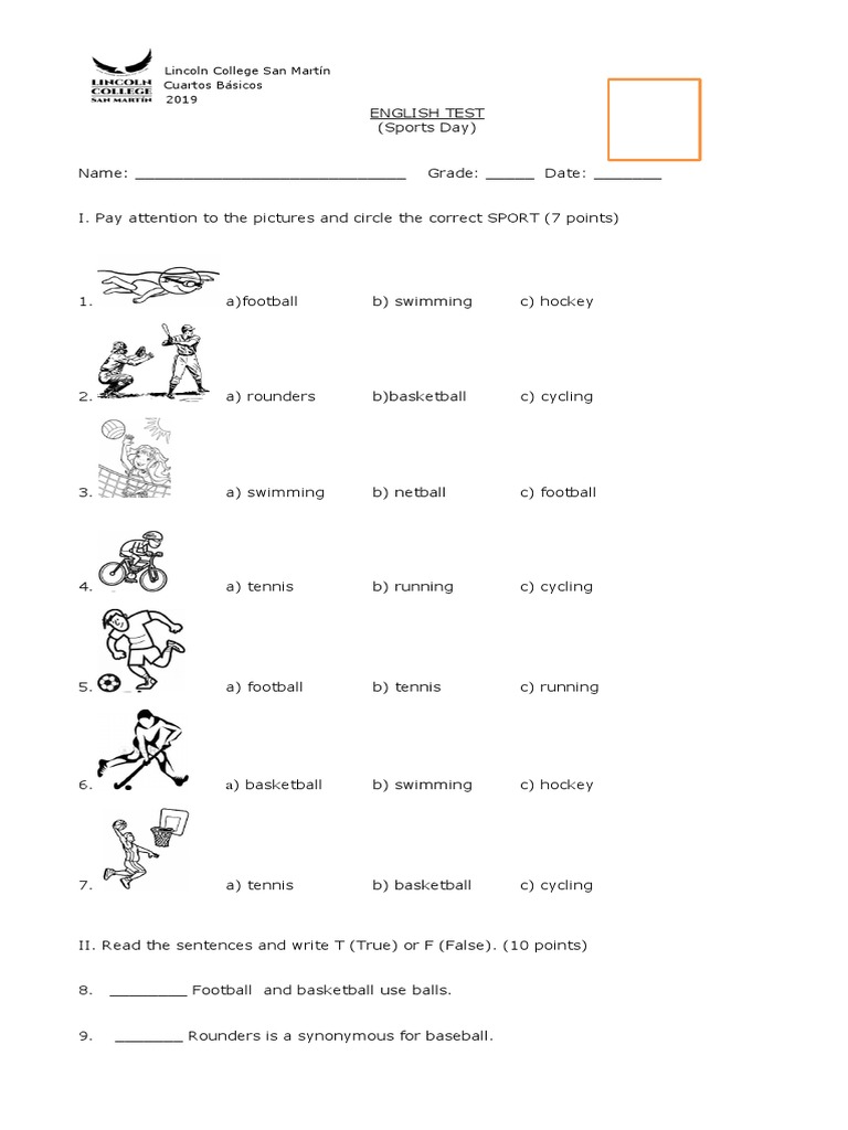 English Test 4th Grade PruebaU34°