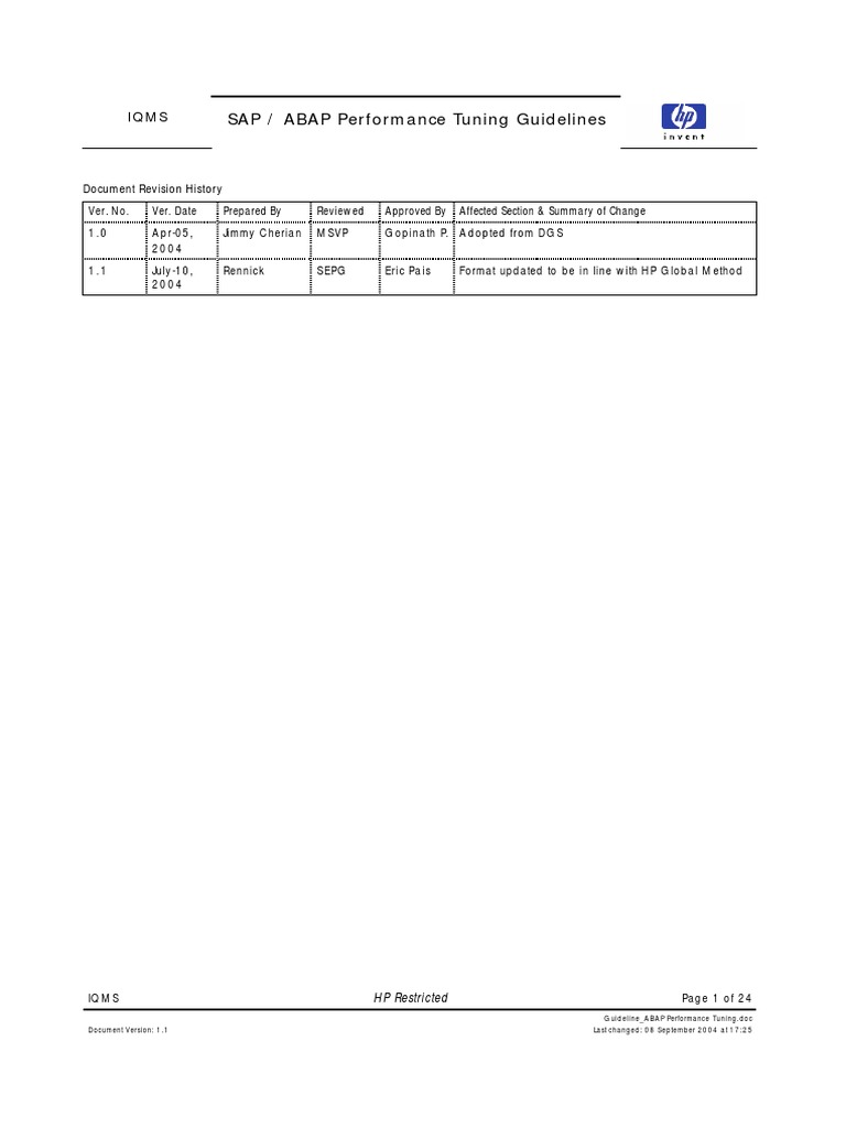 HP Guideline ABAP Performance Tuning | PDF | Database Index | Databases HP Guideline ABAP Performance Tuning | PDF | Database Index | Databases