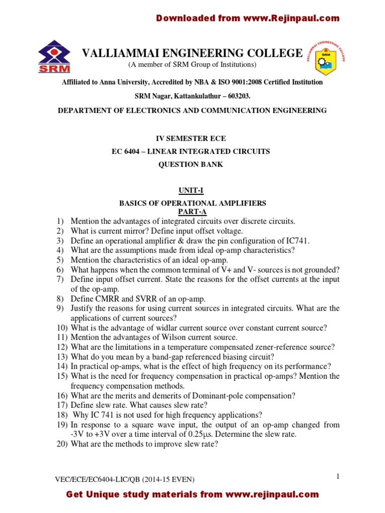 Valliammai Engineering College: (A Member of SRM Group of Institutions ...