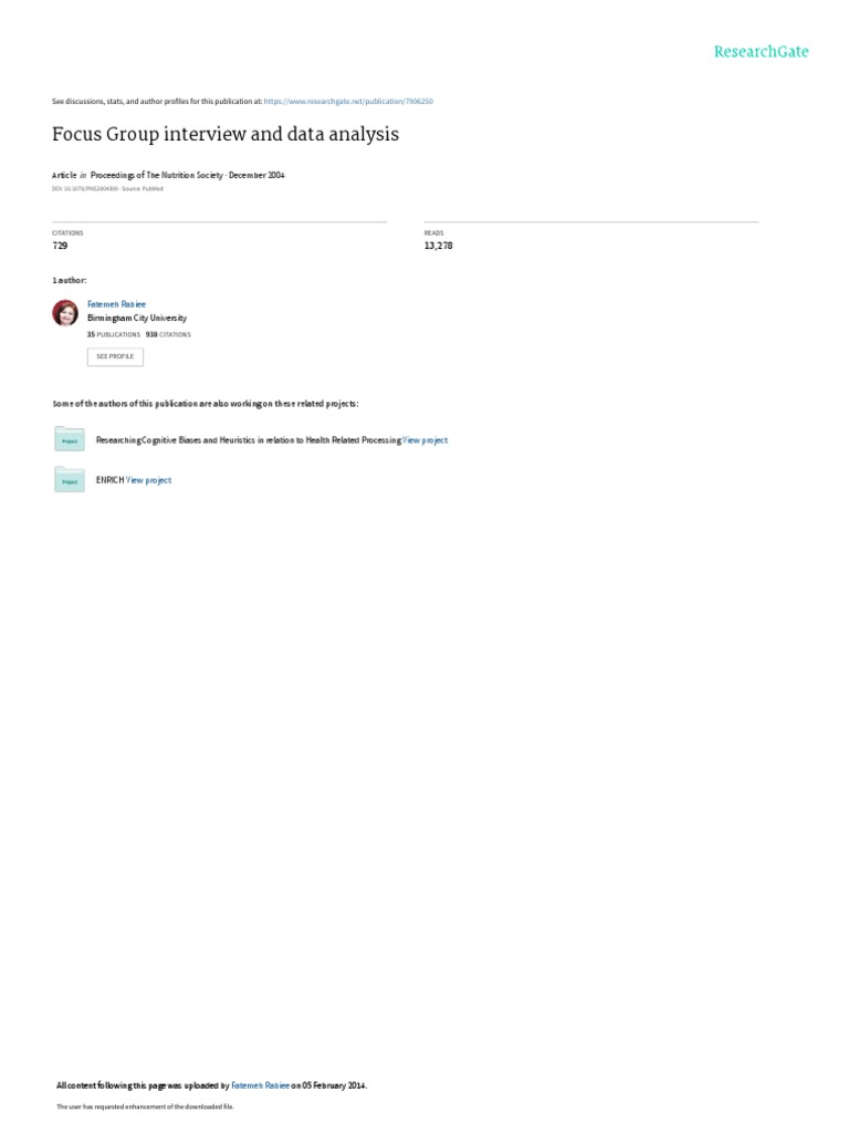 Focus Group Interview | PDF | Qualitative Research | Data Analysis