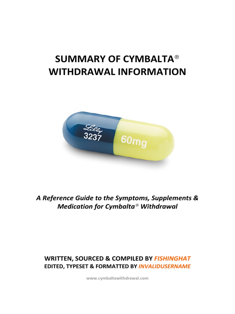 Summary of Cymbalta Withdrawal Information | PDF | Drugs | Pharmacology