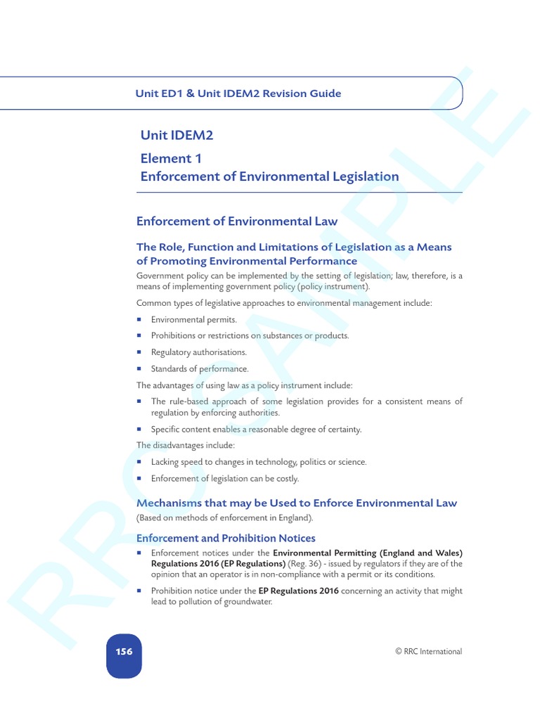 RRC Sample: Unit IDEM2 Element 1 Enforcement of Environmental Legislation | PDF | Treaty ...