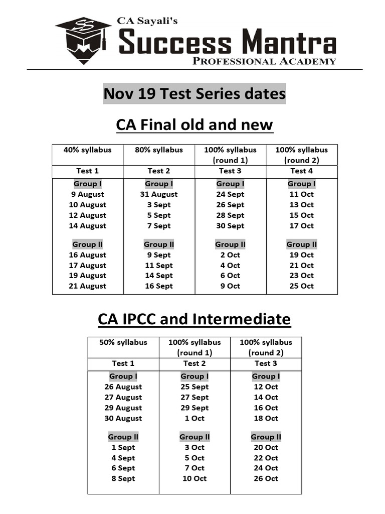 Test Series Pamphlet Nov 19 | PDF | Education Theory | Schools