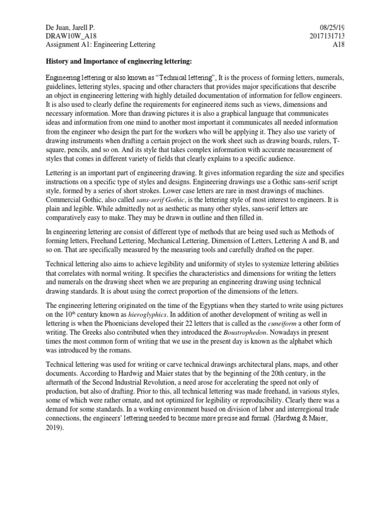 Engineering Lettering Assignment 1 Dejuan Mapua | PDF | Typefaces | Drawing
