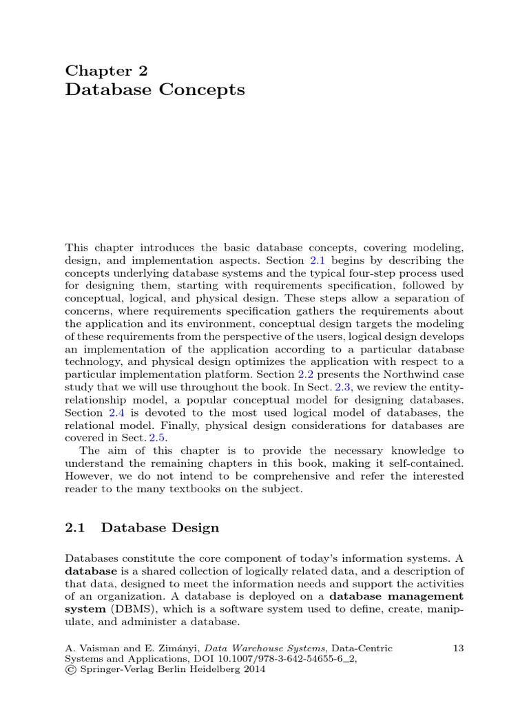 Book Chapter - Vaisman and Zimányi, 2014 - Database Concepts | PDF | Relational Database ...