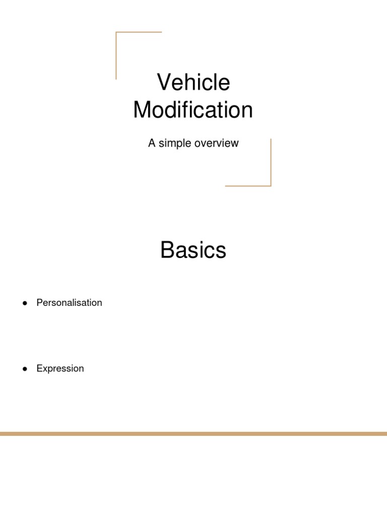 Overview of Vehicle Modifications | PDF | Wheeled Vehicles ...