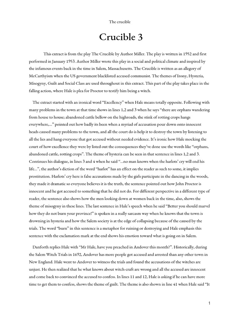 A Plea for Justice: Hale Begs Proctor to Testify in The Crucible | PDF ...