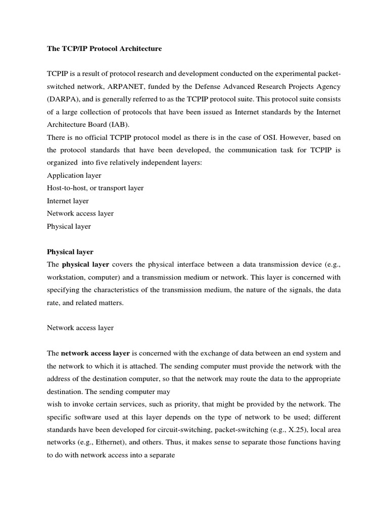 An Overview of the TCP/IP Protocol Architecture and Its Five Layers ...