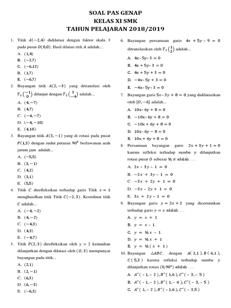 Soal Pas Genap k13 Kelas Xi SMK | PDF