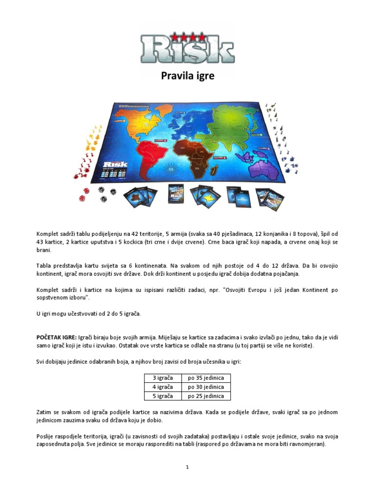 Riziko - Pravila Igre | PDF