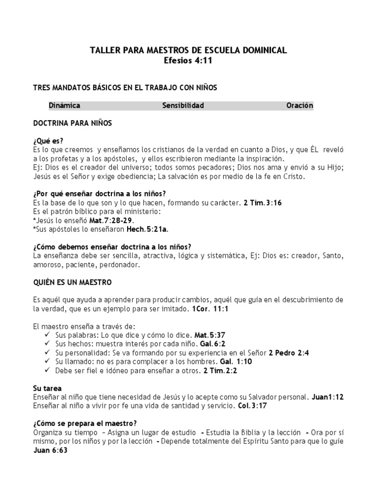 Taller para Maestros de Escuela Dominical | PDF | Jesús | Cristo (título)