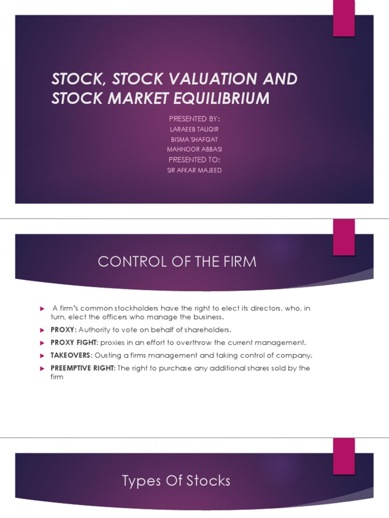 Stock, Stock Valuation and Stock Market Equilibrium | PDF | Stocks ...