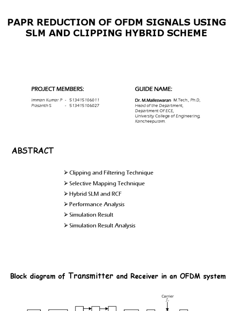 Papr Reduction of Ofdm Signals Using SLM and Clipping Hybrid Scheme | PDF | Orthogonal Frequency ...
