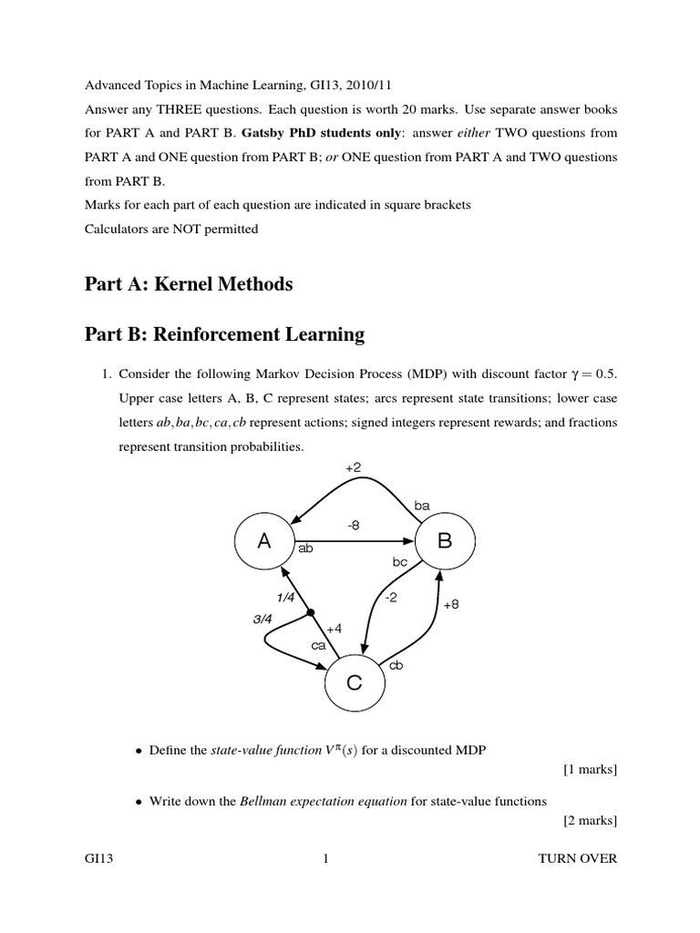 Exam RL Questions | Download Free PDF | Markov Chain | Applied Mathematics