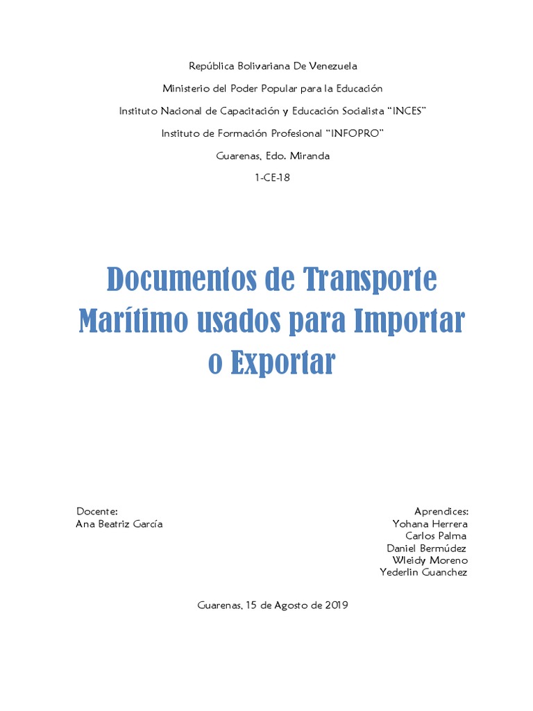 Documentos de Transporte Maritimo | PDF | Factura | Exportaciones