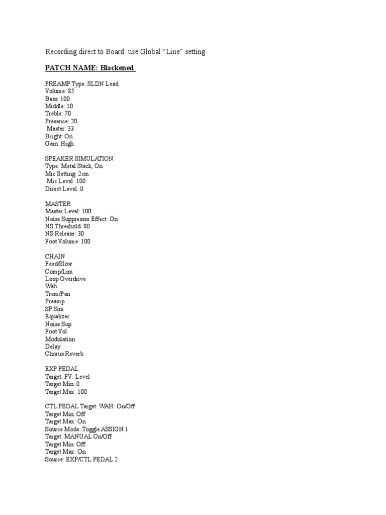 PATCH NAME: Blackened: Recording Direct To Board: Use Global "Line ...