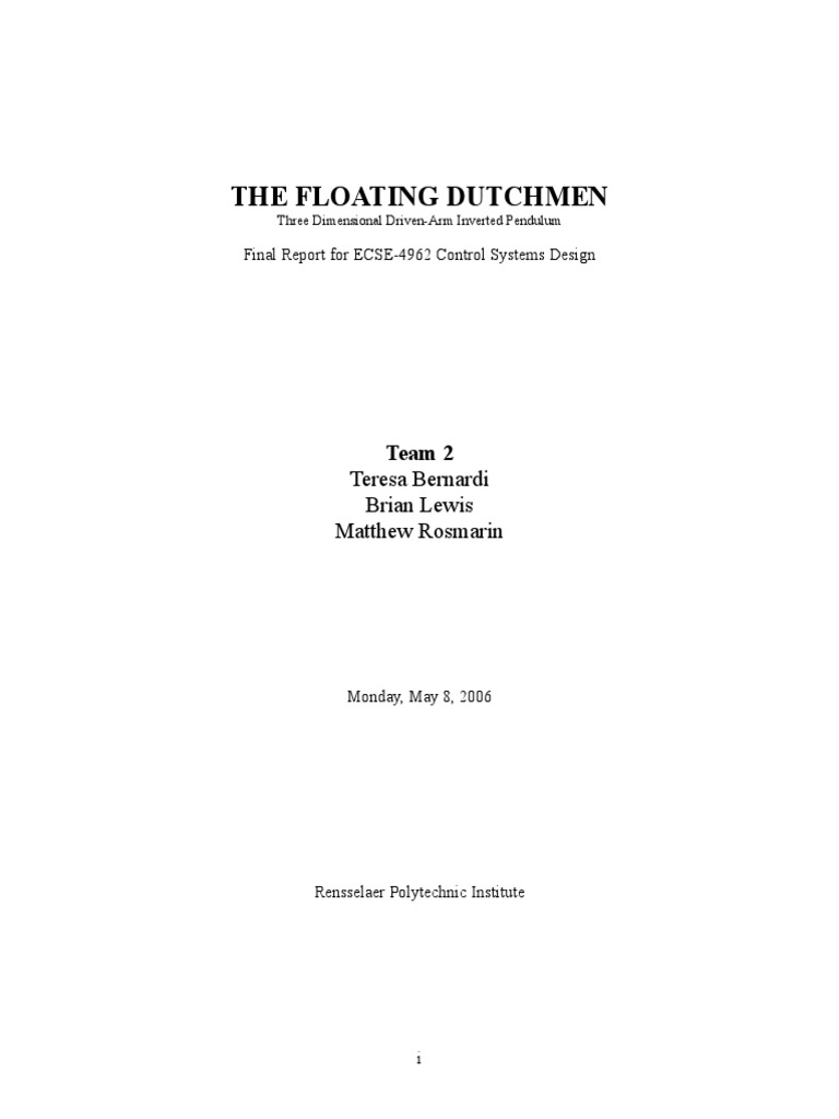 Final Paper | PDF | Control Theory | Rotation Around A Fixed Axis