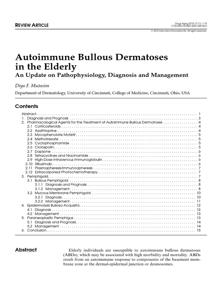 Autoimmune Bullous Dermatoses in The Elderly: An Update On ...