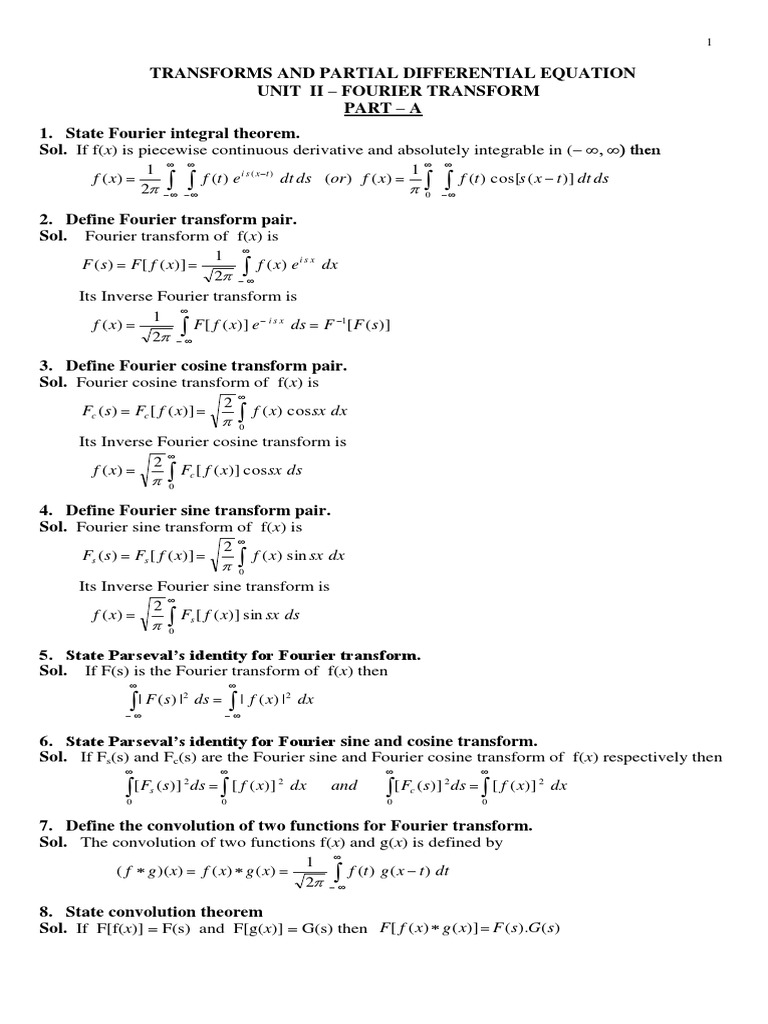 Unit 4 Fourier Transforms Lecture Notes PDF | PDF | Fourier Transform ...