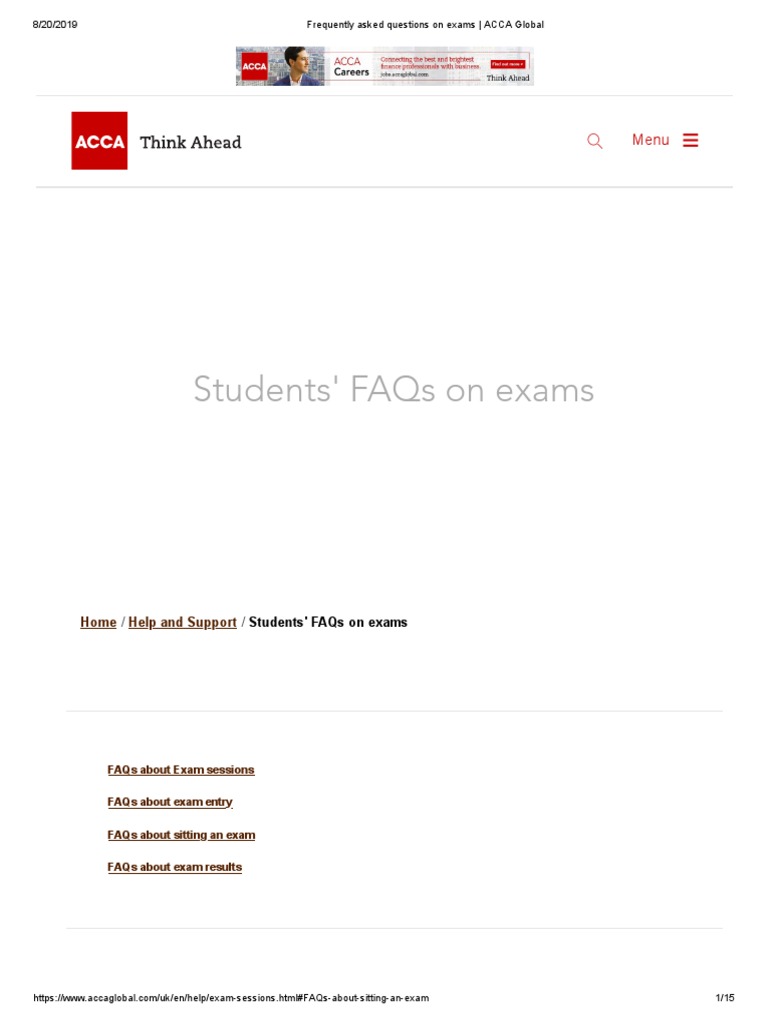 ACCA Exam FAQs and Important Dates | PDF | Identity Document | Test ...