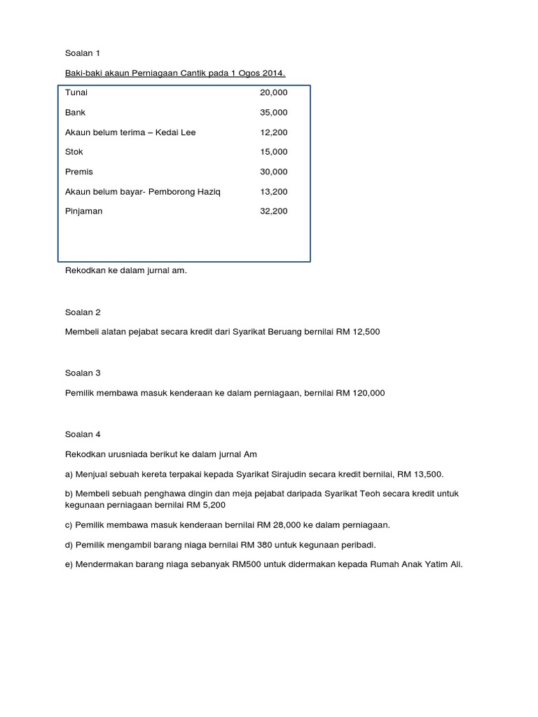 Latihan Akaun Form 4 | PDF