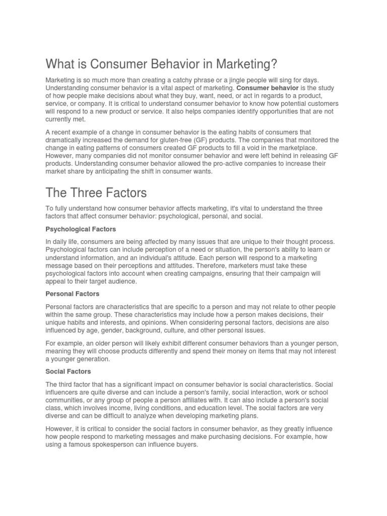What Is Consumer Behavior in Marketing | PDF | Consumer Behaviour ...