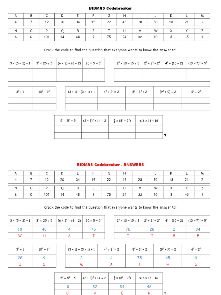 Bidmas Codebreaker | PDF