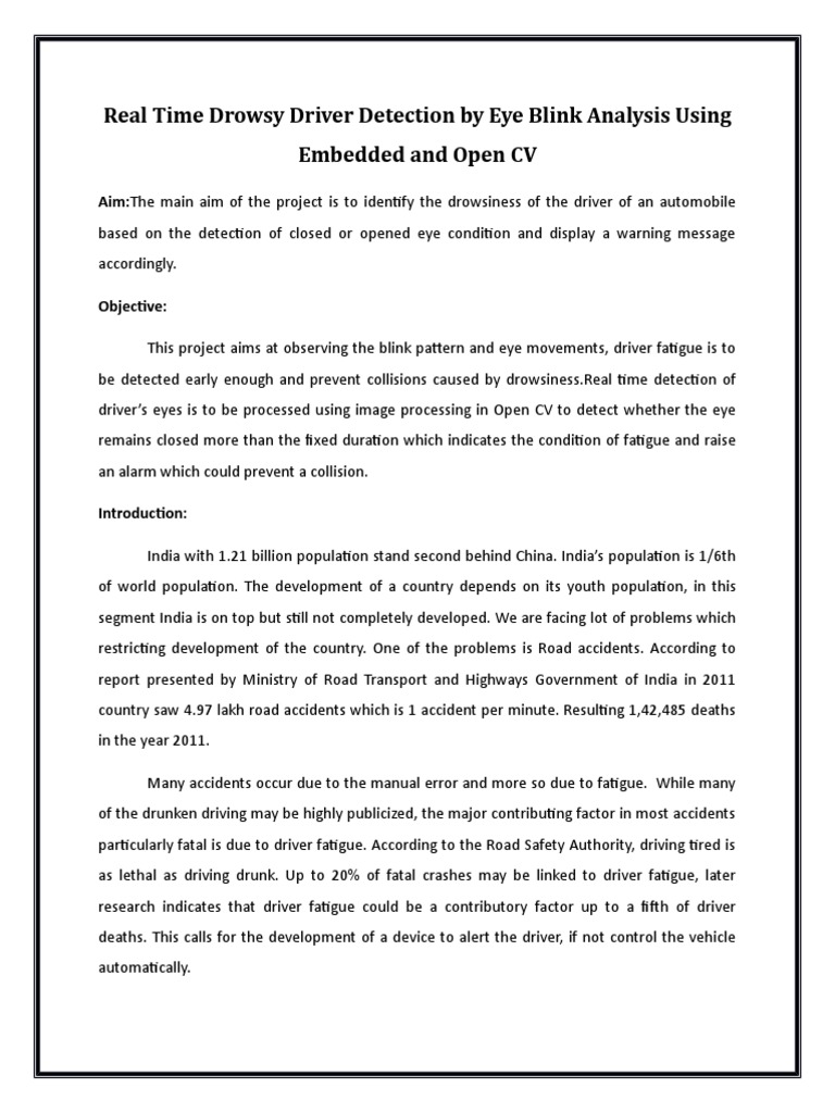 Driver Drowsy Detection Using Open CV | PDF | Traffic Collision | Computing And Information ...
