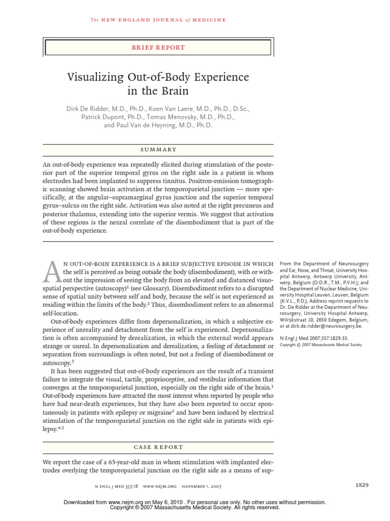 Visualizing Out-Of-body Experience in The Brain | PDF | Self Awareness ...