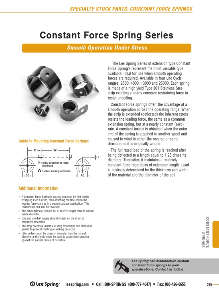Constant Force Spring Design Guide | PDF | Force | Manufactured Goods
