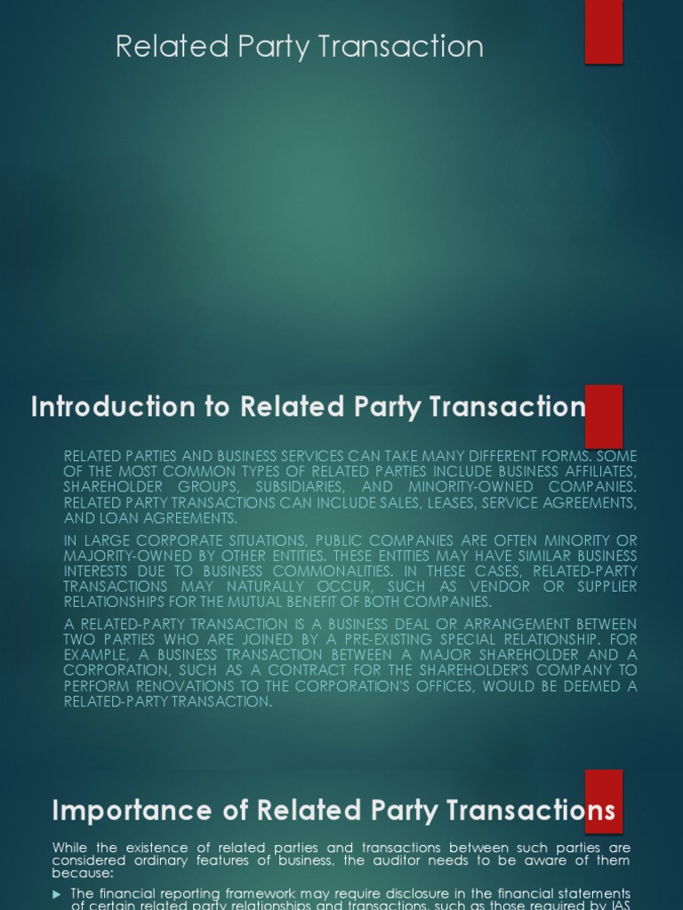 Related Party Transaction - PPT | PDF | Board Of Directors | Financial ...