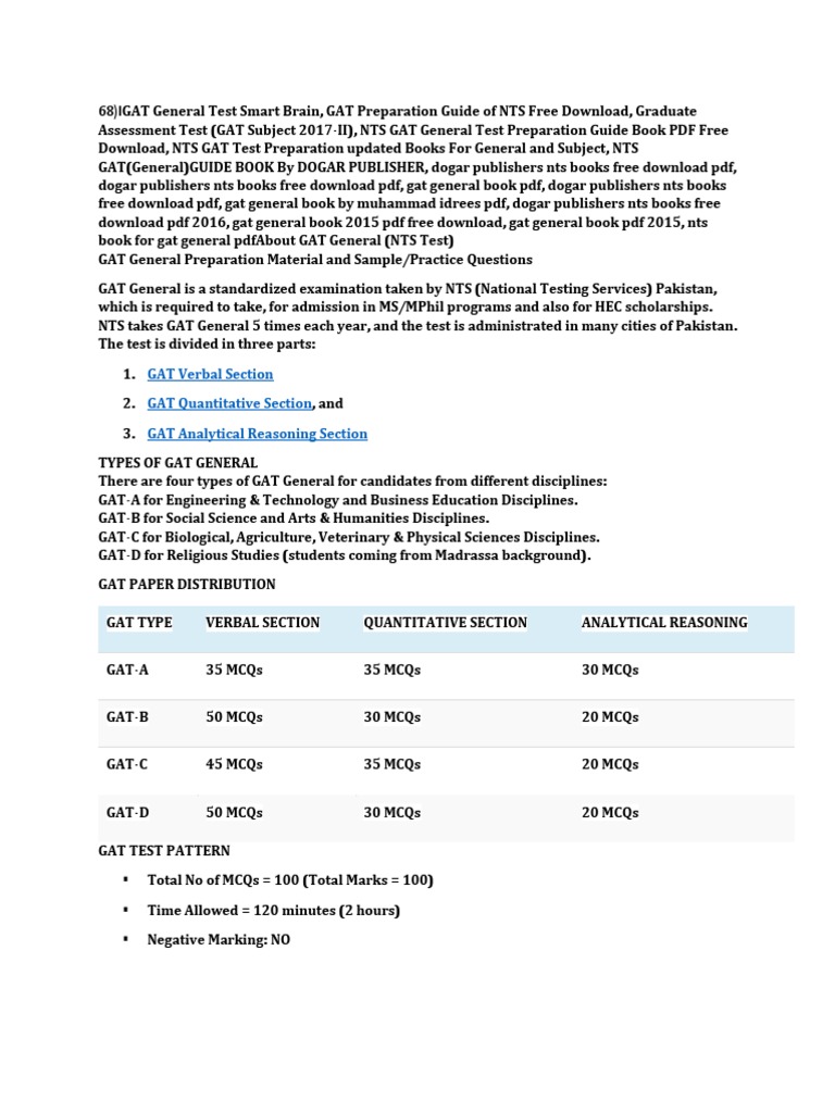 A Comprehensive Guide to the Graduate Assessment Test (GAT ...