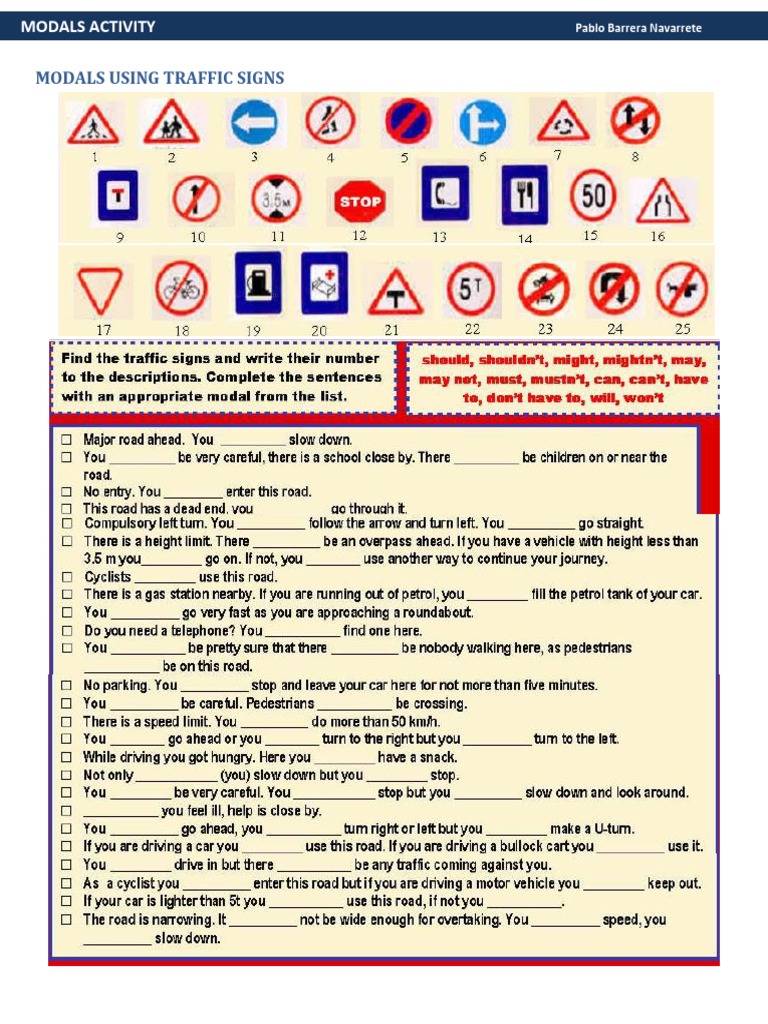 Modals Using Traffic Signs: Pablo Barrera Navarrete | PDF