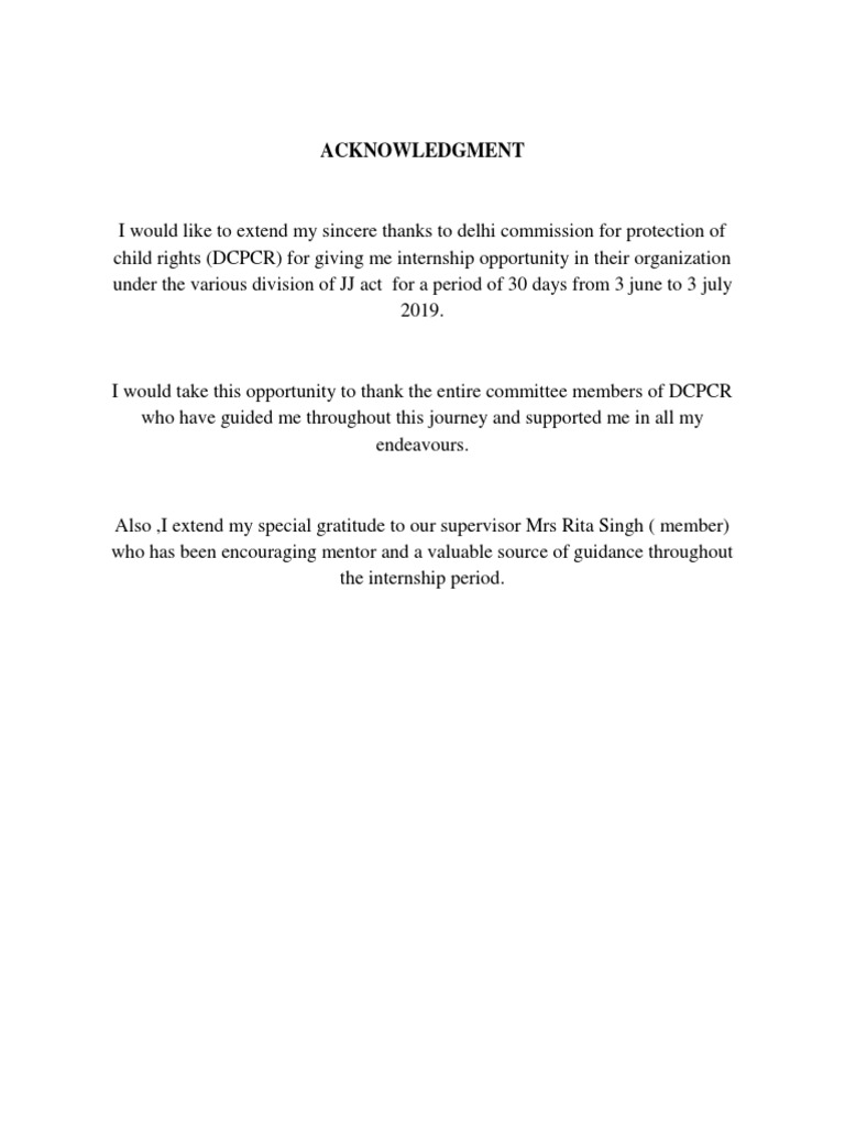 Acknowledgment | PDF | Social Work | Behavior Modification