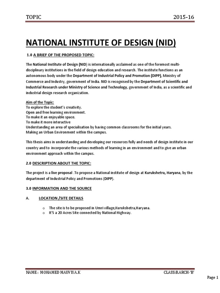 National Institute of Design (Nid) : Topic 2015-16 | PDF | Graphic ...