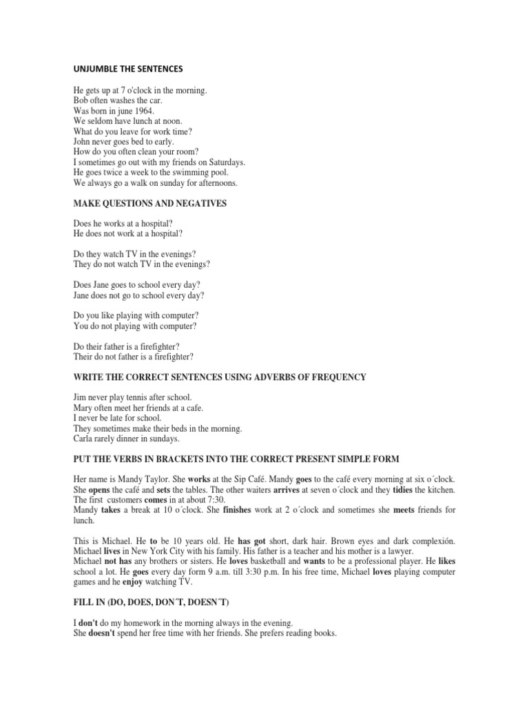 Unjumble Sentences and Form Questions | PDF | Grammar | Syntax