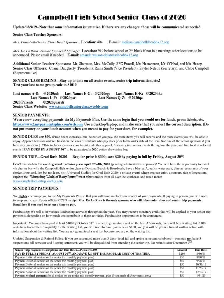 Official 2020 Senior Flyer | PDF | Prom | Business