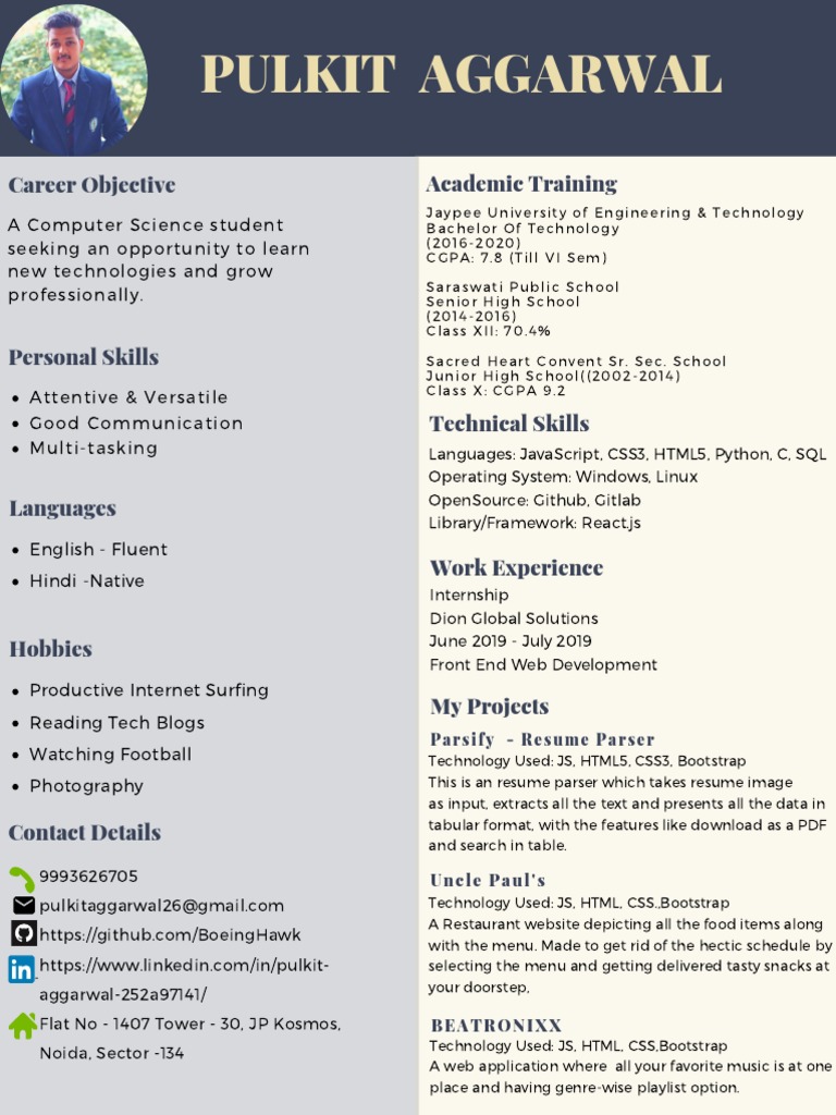 Pulkit Aggarwal: Academic Training Career Objective | PDF | Cascading Style Sheets | Html5
