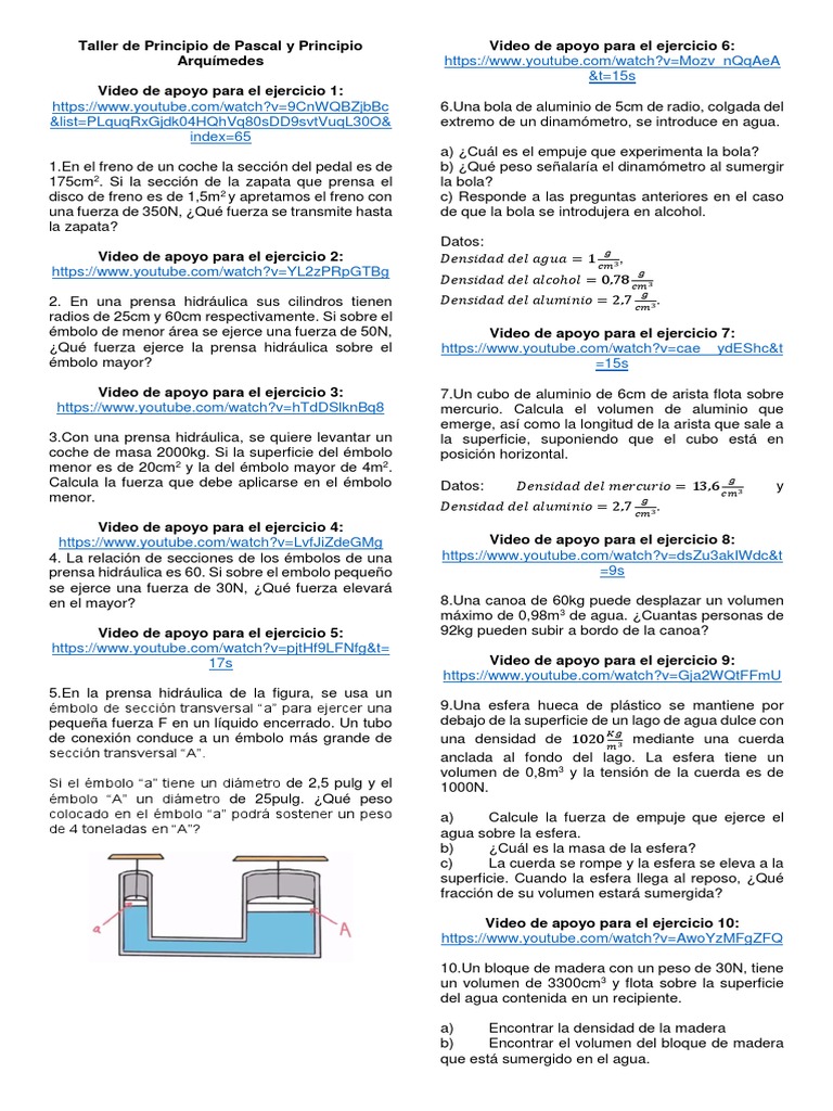 3.taller de Principio de Pascal y Principio Arquímedes | PDF | Naturaleza