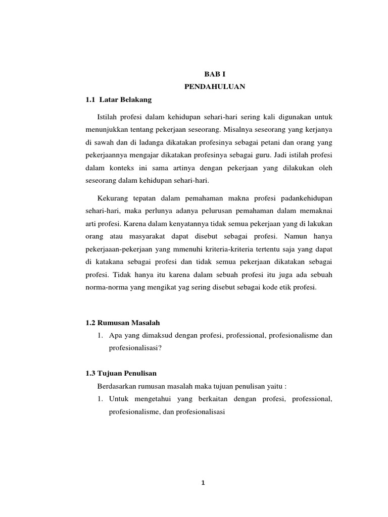 Konsep Dasar Dan Pengertian Profesi, Profesional, Profesionalisasi, Profesionalisme | PDF