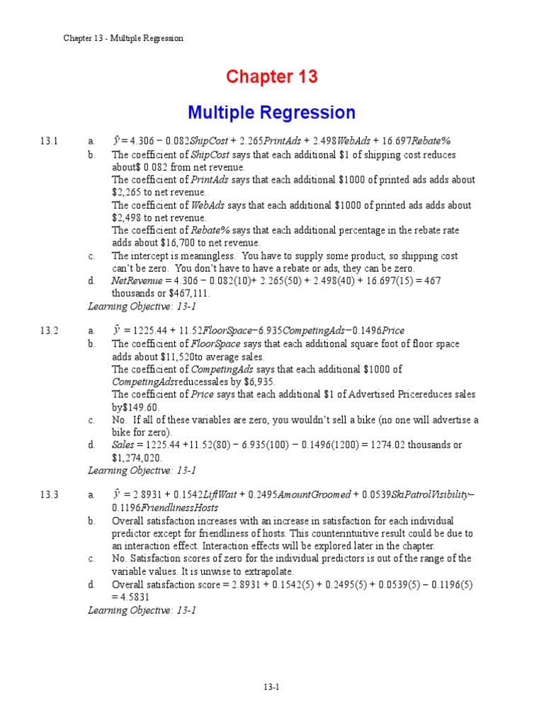 Chap 013 | PDF | Errors And Residuals | Dependent And Independent Variables