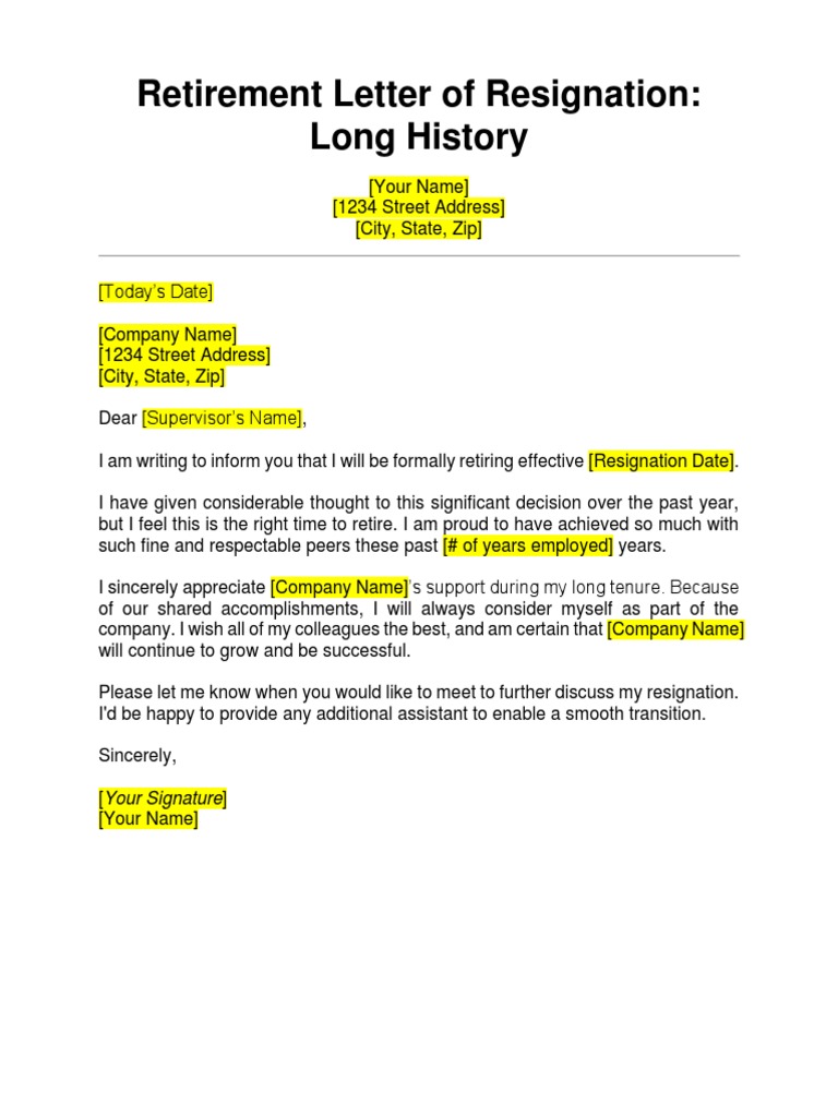 Retirement Letter of Resignation | PDF