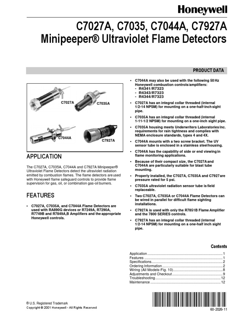 Honeywell C7927a Manual de Usuario | PDF | Electrical Wiring | Ultraviolet
